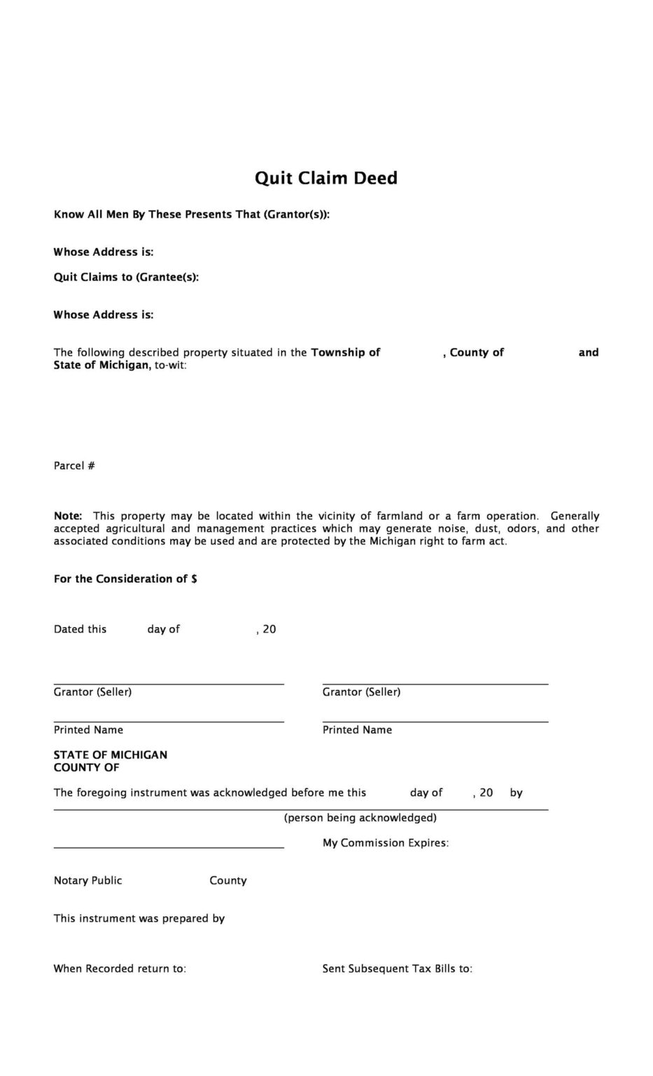 Printable Quit Claim Deed Form - Printable We Love Printables