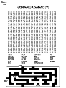 Adam And Eve Word Search Printable - Printable We Love Printables