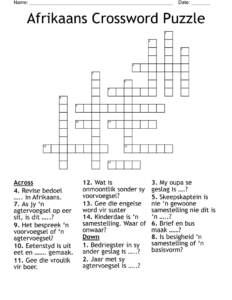 Printable Crossword Puzzles In Afrikaans - Printable We Love Printables