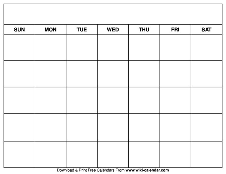 Printable Calendar Grid Blank - Printable We Love Printables