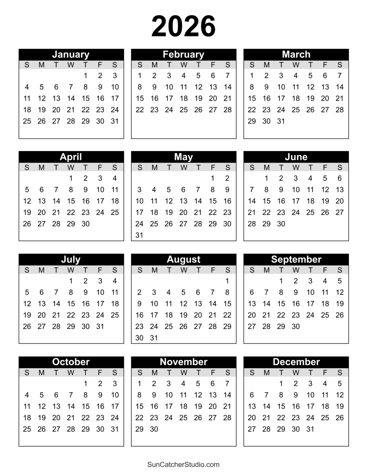 Printable Calendar 2026 Homemade Gifts - Printable We Love Printables