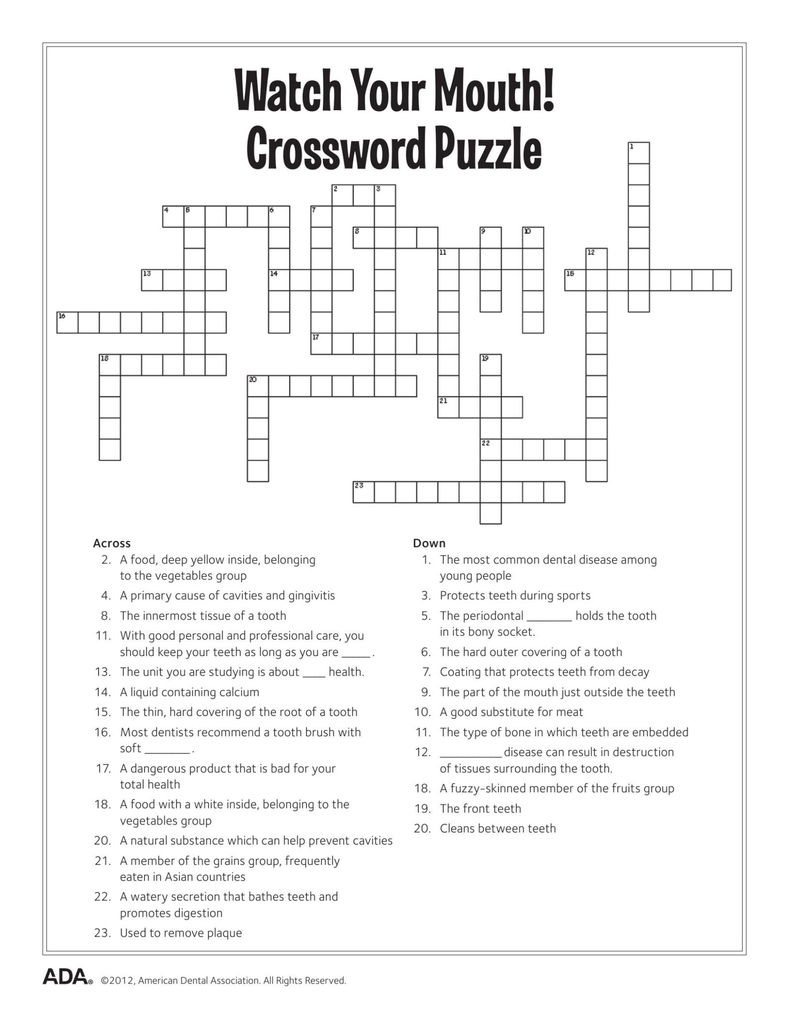 Recovery Crossword Puzzles Printable Pdf - Printable We Love Printables