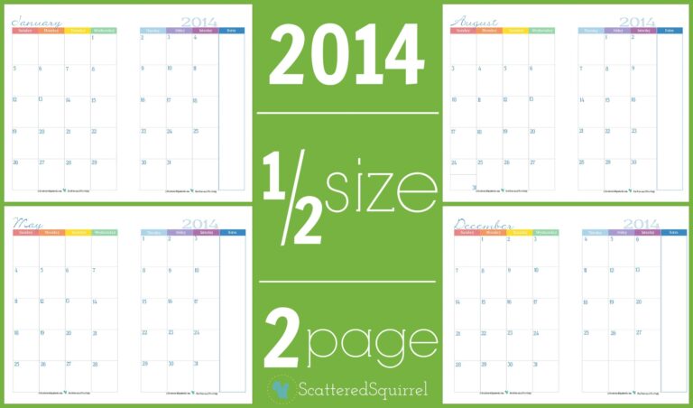 Printable Calendar Half Page - Printable We Love Printables