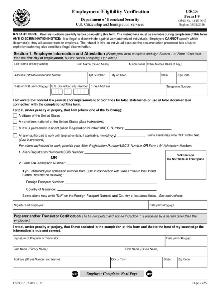 Printable I 9 Form - Printable We Love Printables