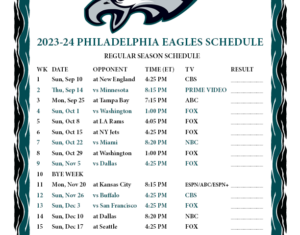 Printable Eagles Schedule 2026 - Printable We Love Printables
