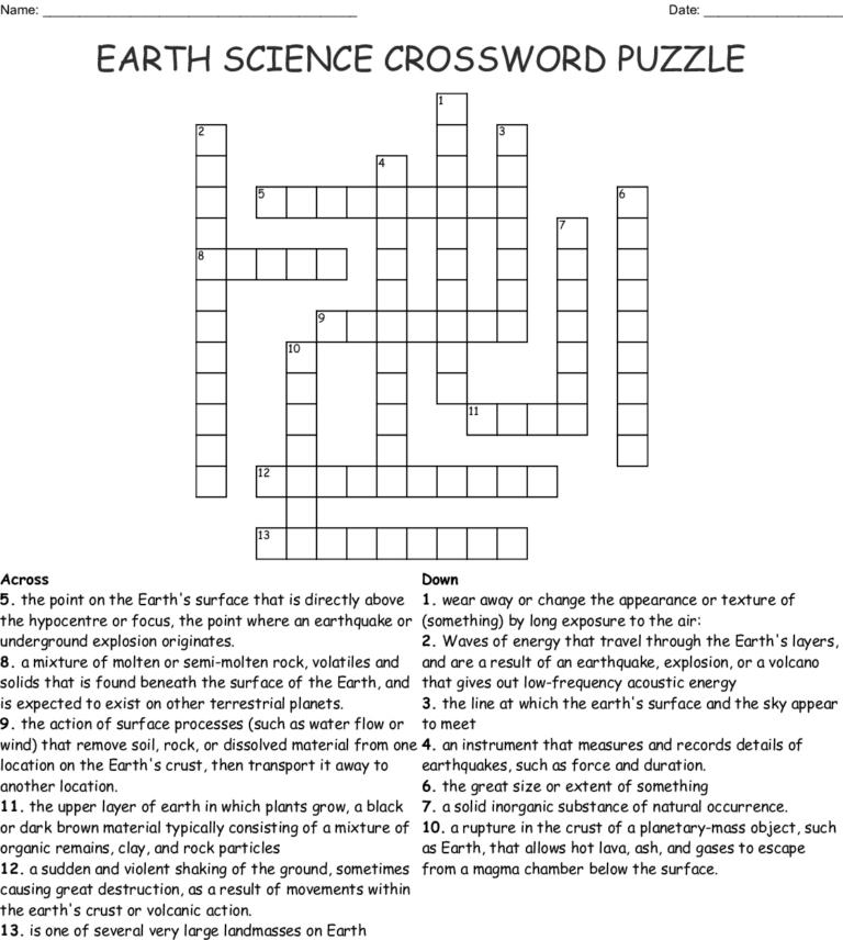 Printable Crossword Puzzles Science - Printable We Love Printables
