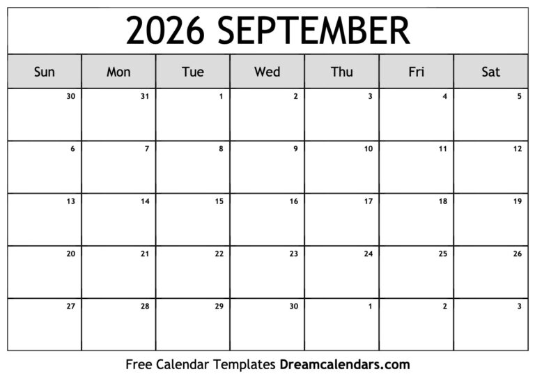Printable September 2026 Calendar - Printable We Love Printables