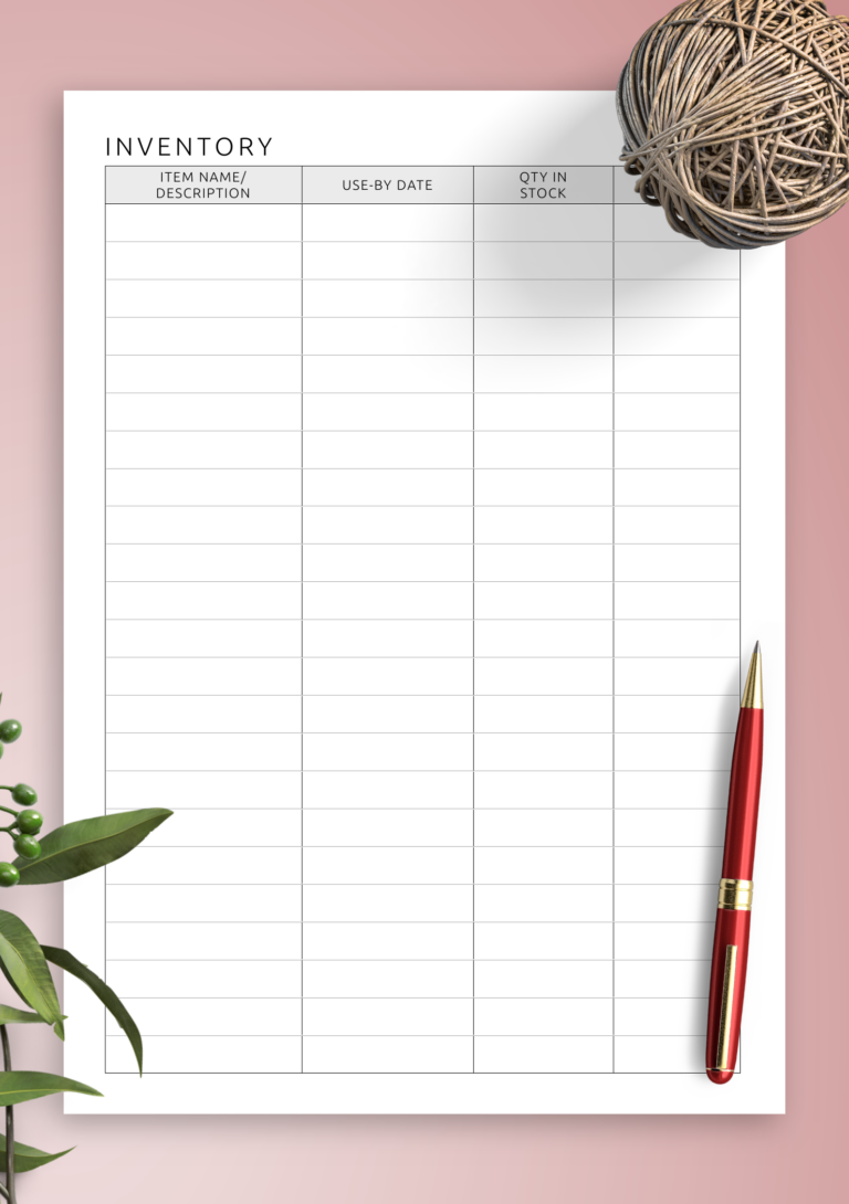Printable Inventory Sheets Free - Printable We Love Printables