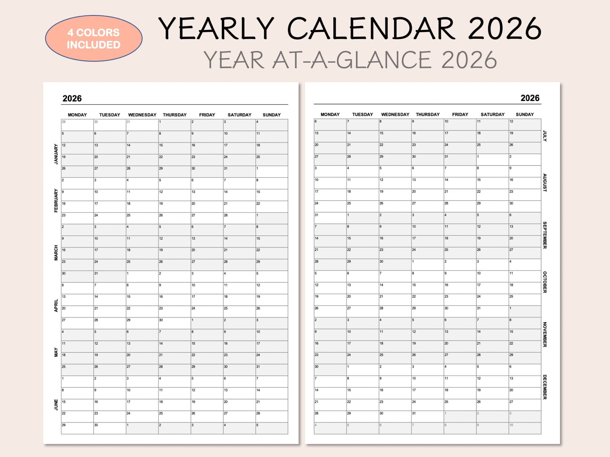 Printable Calendar 2026 Etsy - Printable We Love Printables